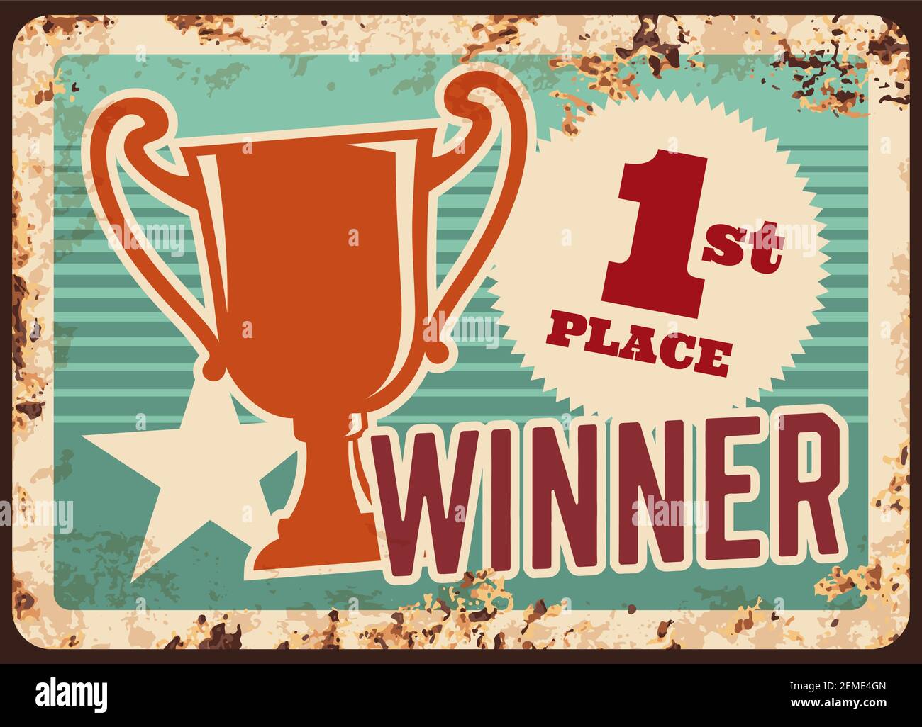 First place winner metal rusty plate, 1st place prize award, vector ...
