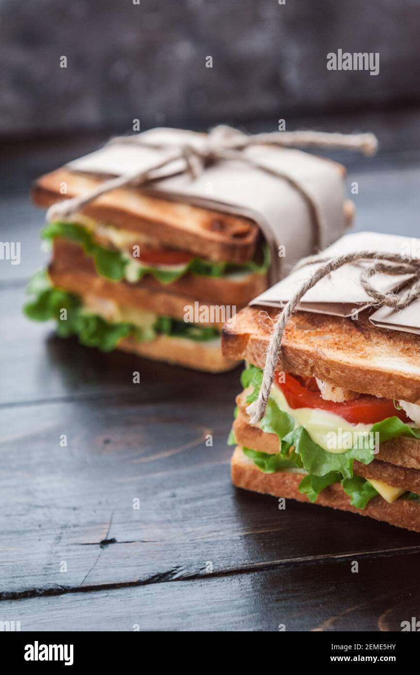 delicious homemade sandwich in rustic style Stock Photo - Alamy