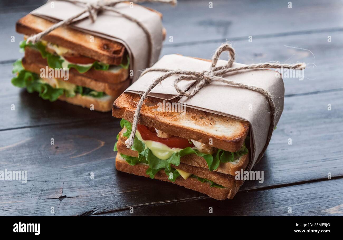 delicious homemade sandwich in rustic style Stock Photo - Alamy