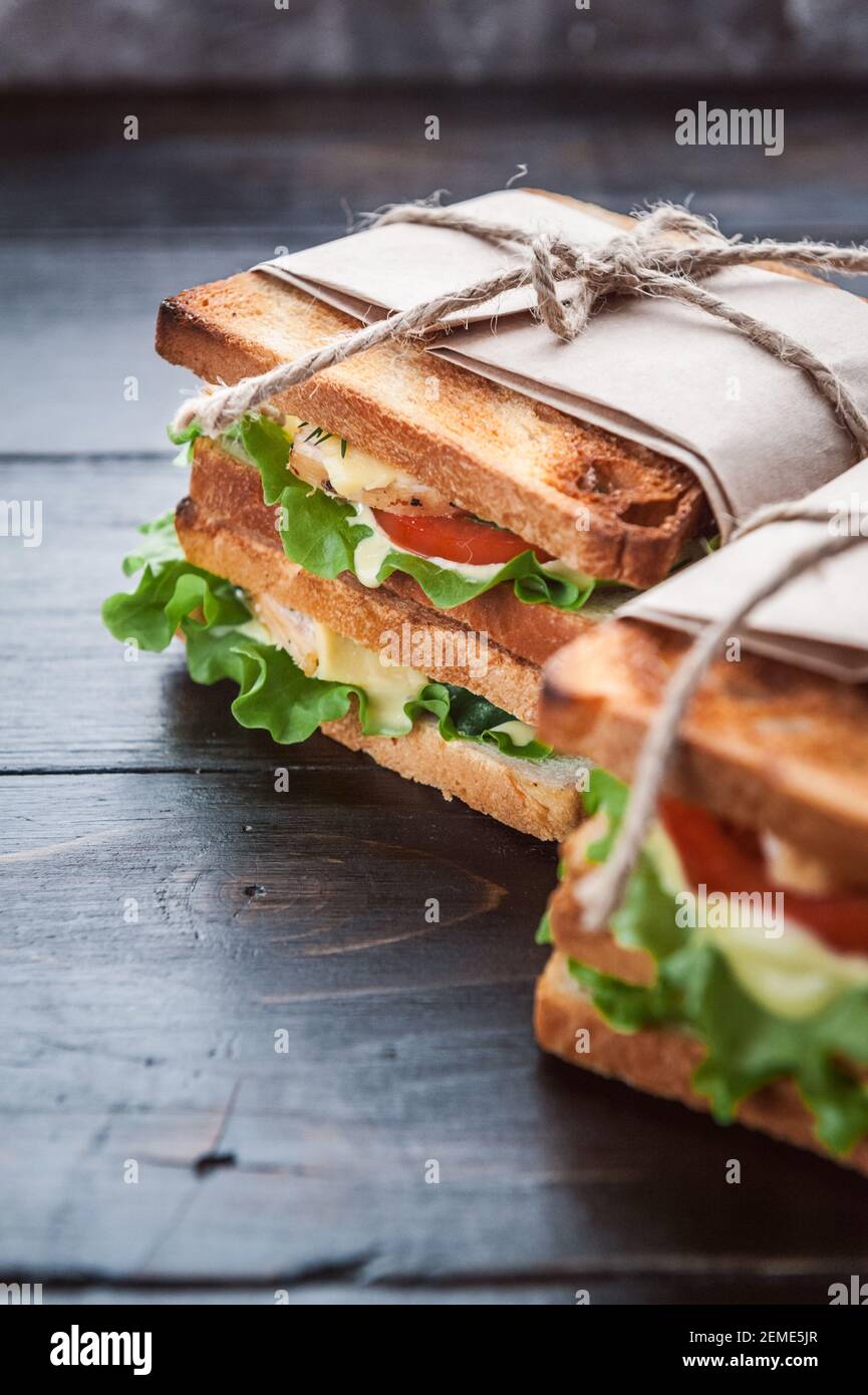 delicious homemade sandwich in rustic style Stock Photo - Alamy