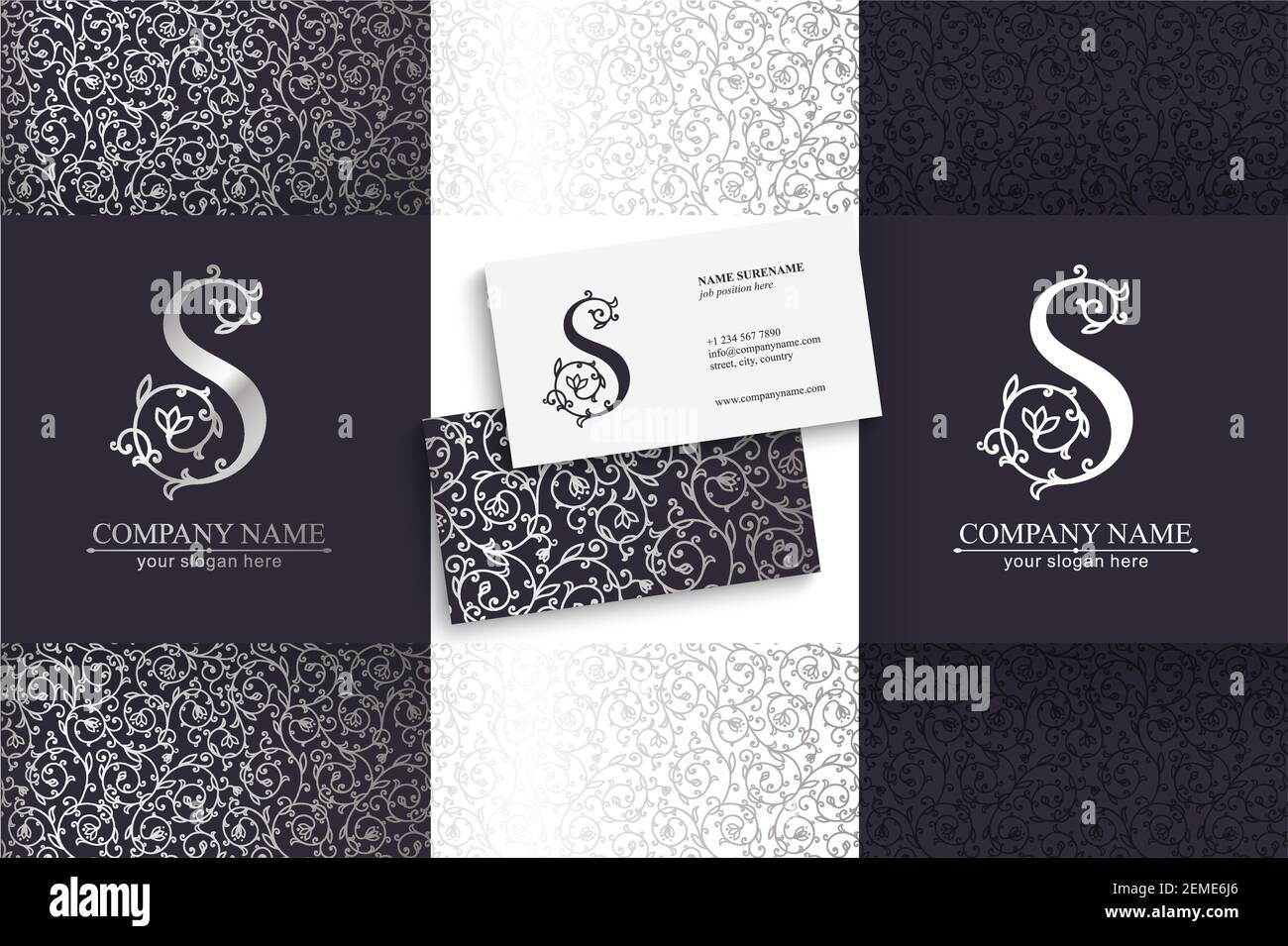 Letter S logo template. Monnogram, delicate floral design. Personal ...