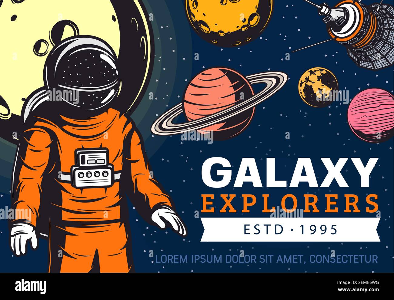 Galaxy explore astronaut, space discovery. Astronaut in spacesuit ...