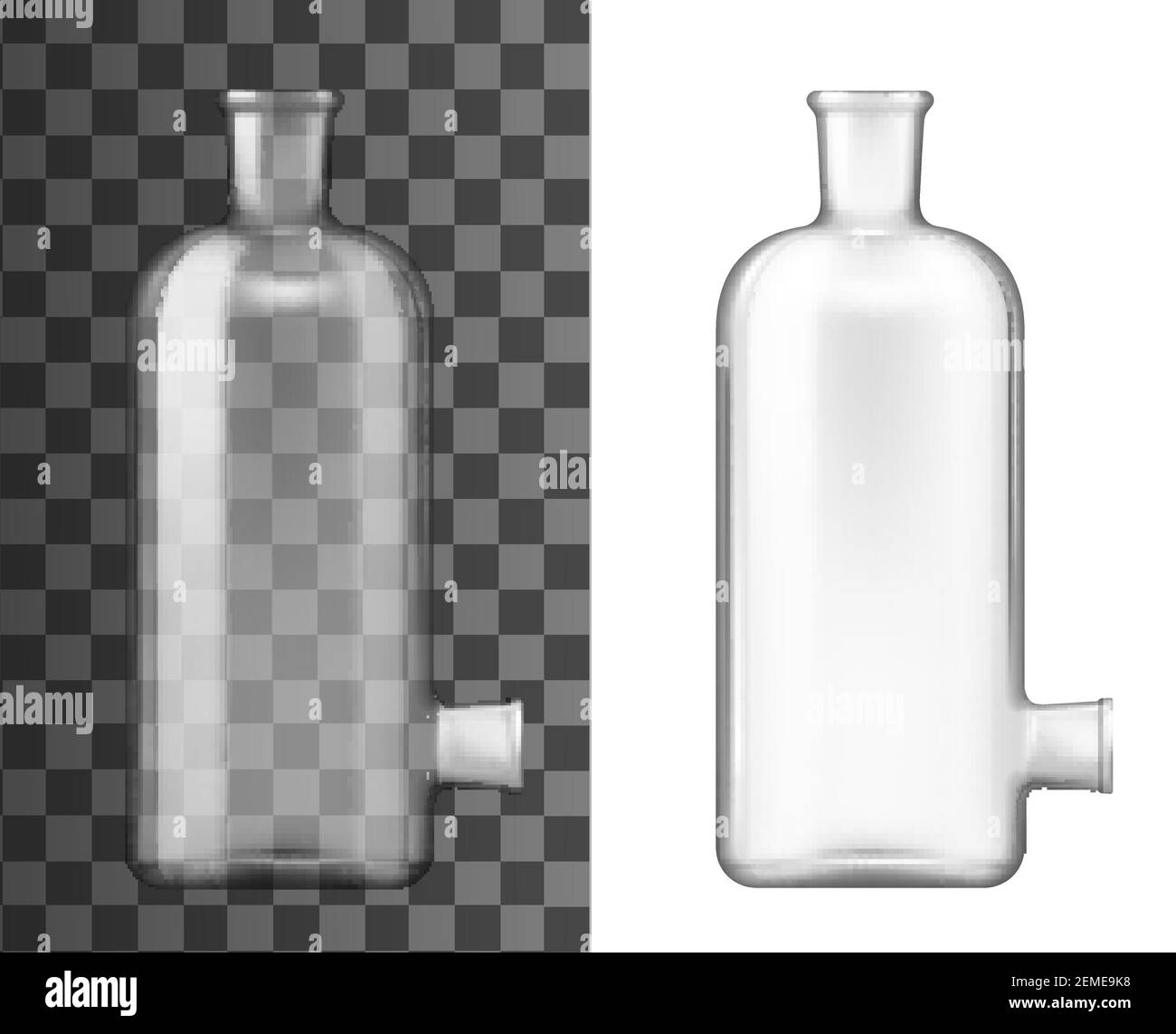 Chemical flask, laboratory glass beaker, lab glassware realistic vector ...