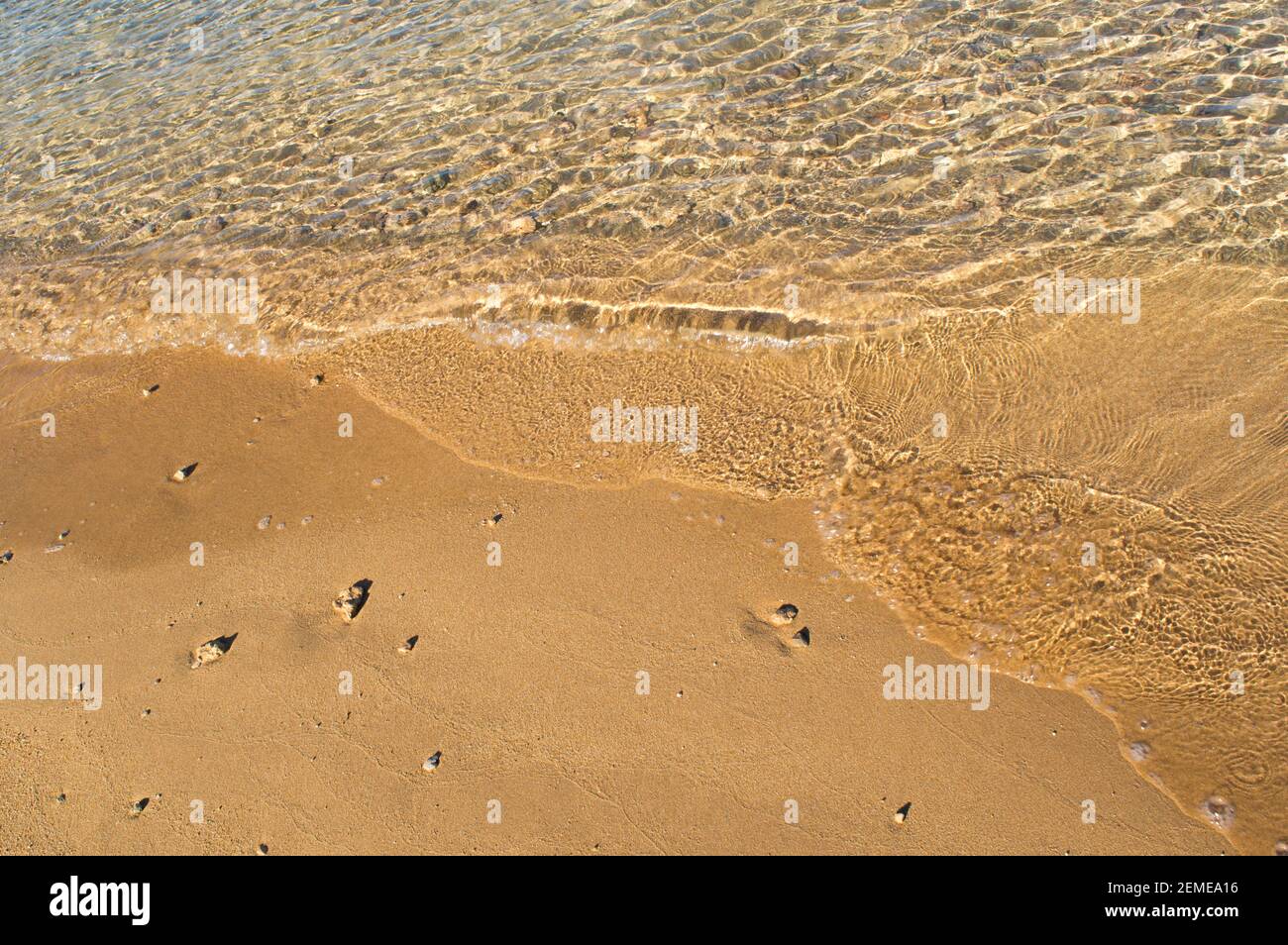 Clean sandy beach with crystal clear sea water wave, Adriatic coast ...