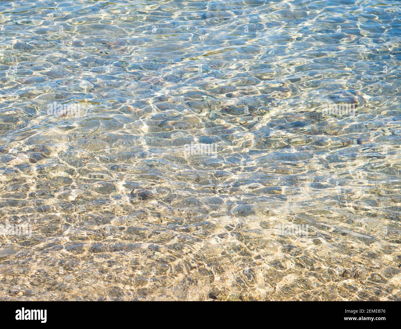 Transparent and crystal clear sea water of Adriatic sea, reflecting ...