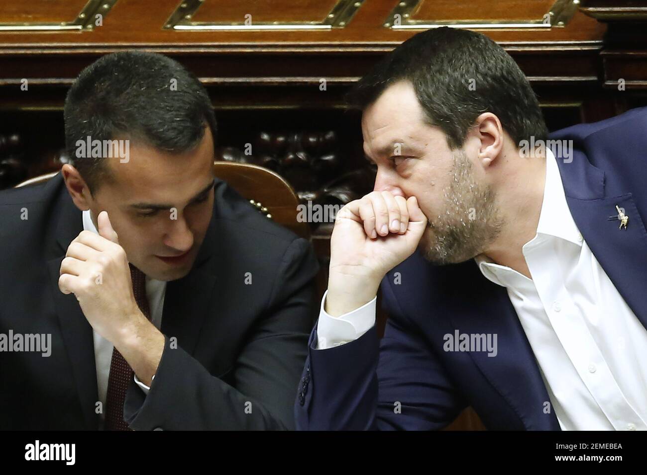 Luigi Di Maio and Matteo Salvini Rome February 13th 2019. Lower Chamber ...