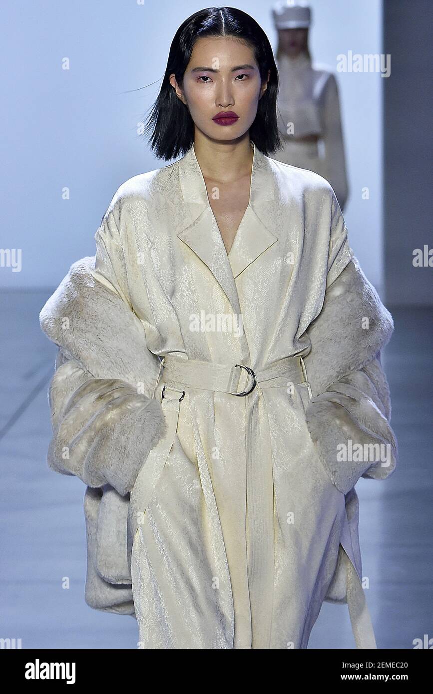 Model Nuri Son walks on the runway during the Sally Lapointe Ready To ...