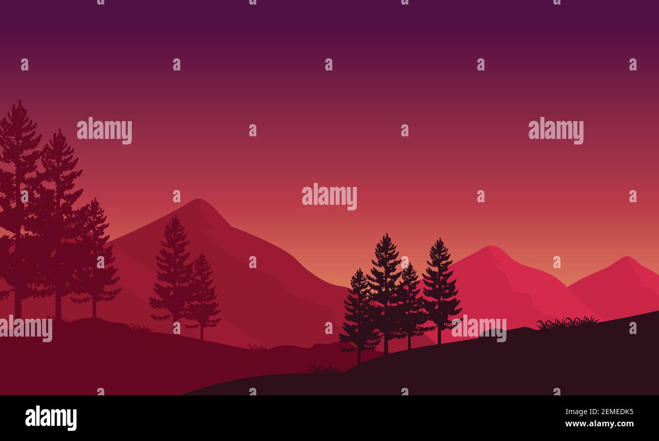 Stunning night sky color with beautiful natural scenery. Vector ...
