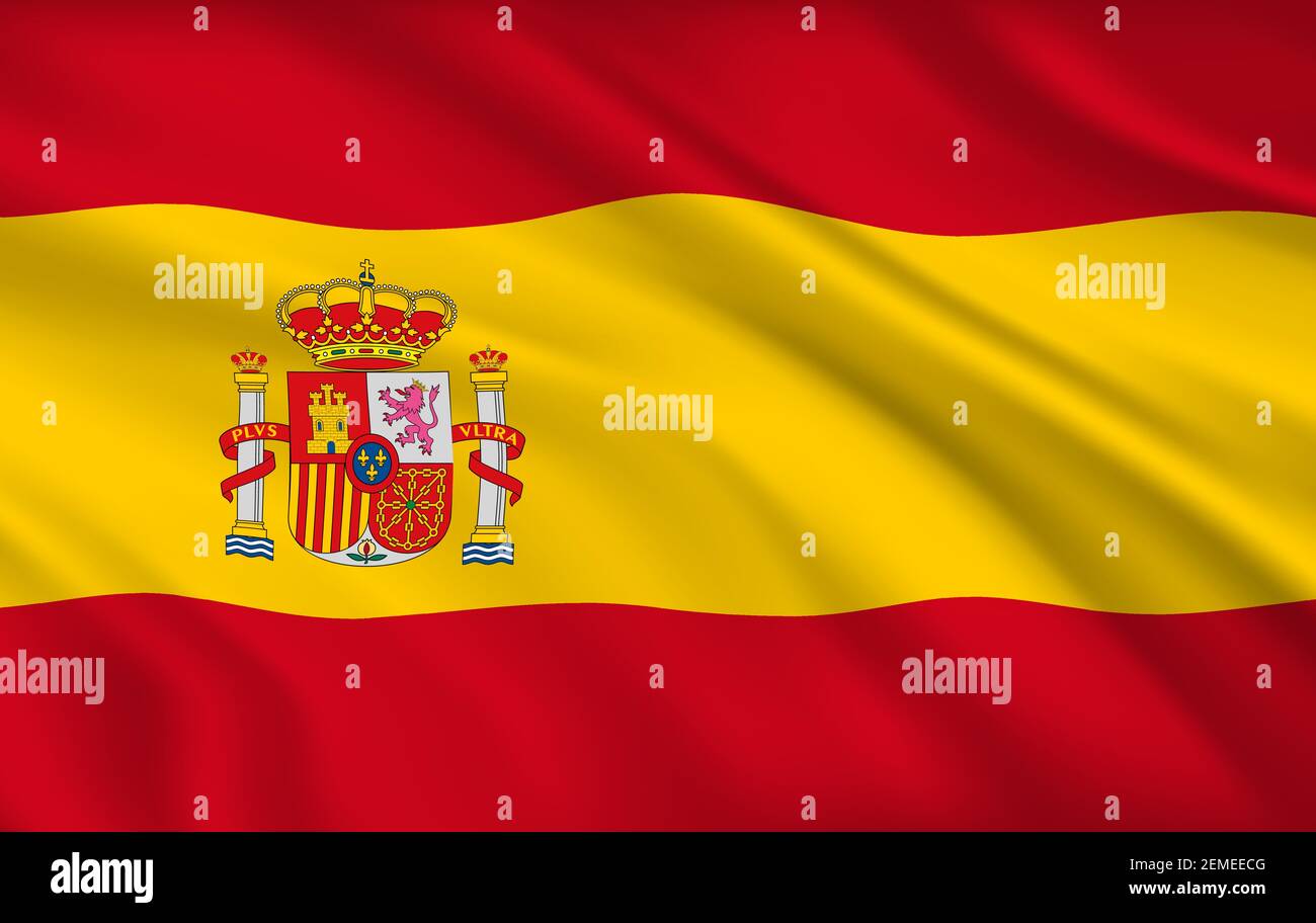 Spanish flag, Spain country national identity, vector design with coat ...
