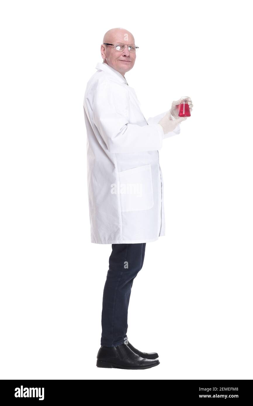 medical laboratory employee with a laboratory flask Stock Photo - Alamy