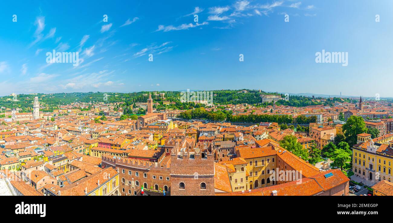 Aerial panoramic view of Verona city historical centre Citta Antica ...