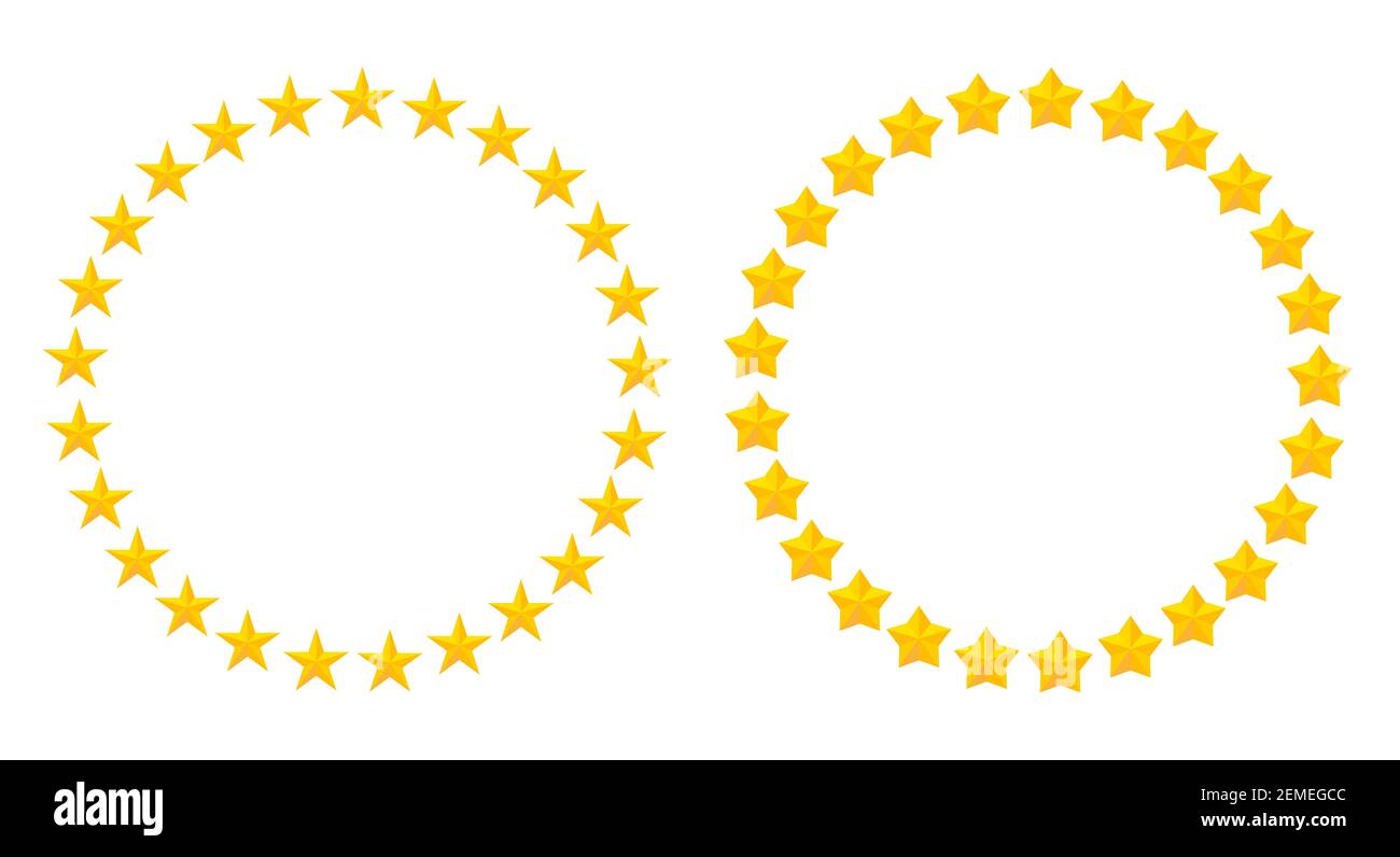 Yellow stars round frame. 3D vector illustration isolated on white ...