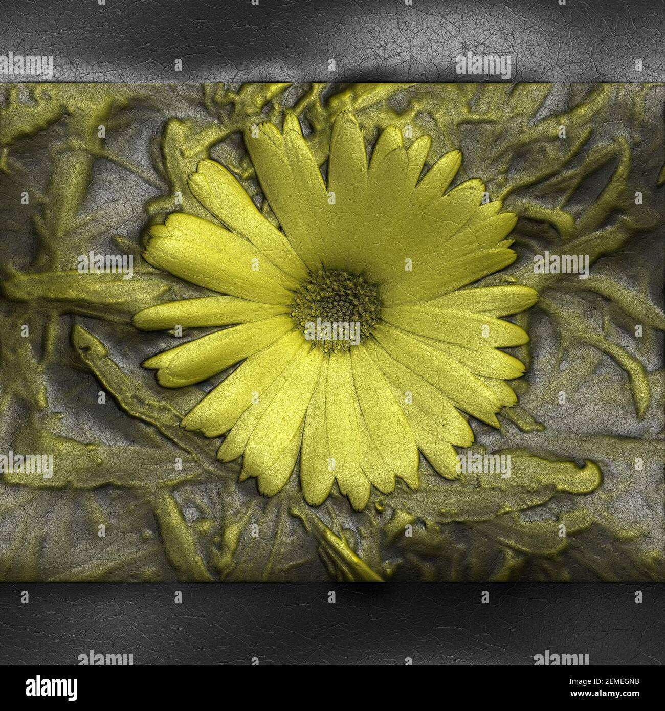 Luxury background tile with embossed native floer on leather Stock ...