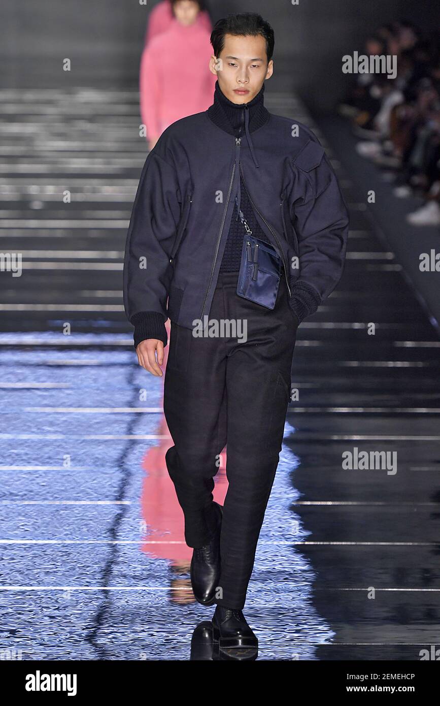 Wang Chenming walks on the runway during the Boss Ready To Wear Fashion ...