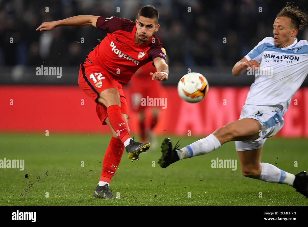 Andre Silva of Sevilla , Lucas Leiva of Lazio Roma 14-2-2019 Stadio ...