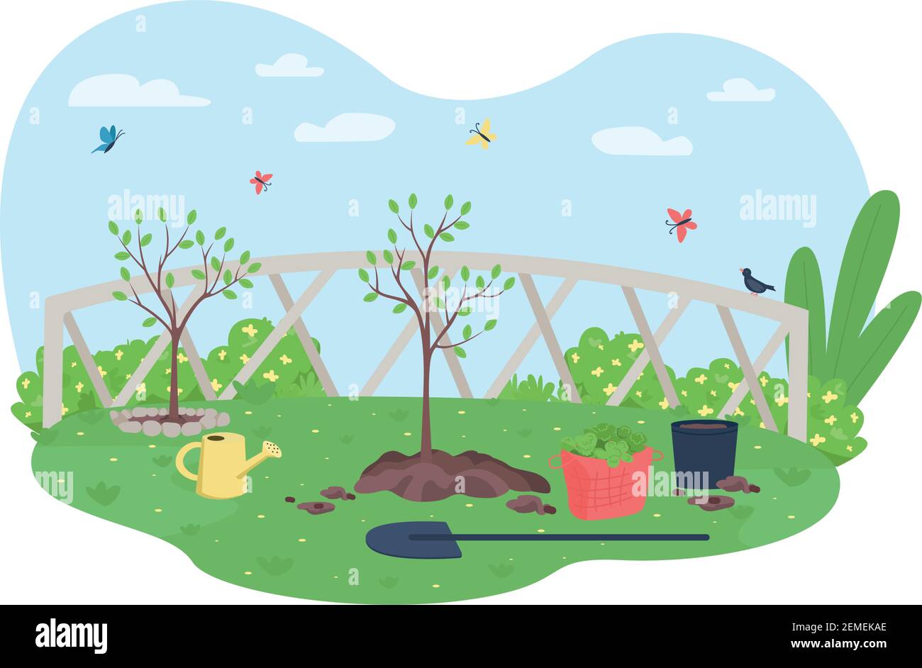 Gardening 2D vector web banner, poster Stock Vector Image & Art - Alamy