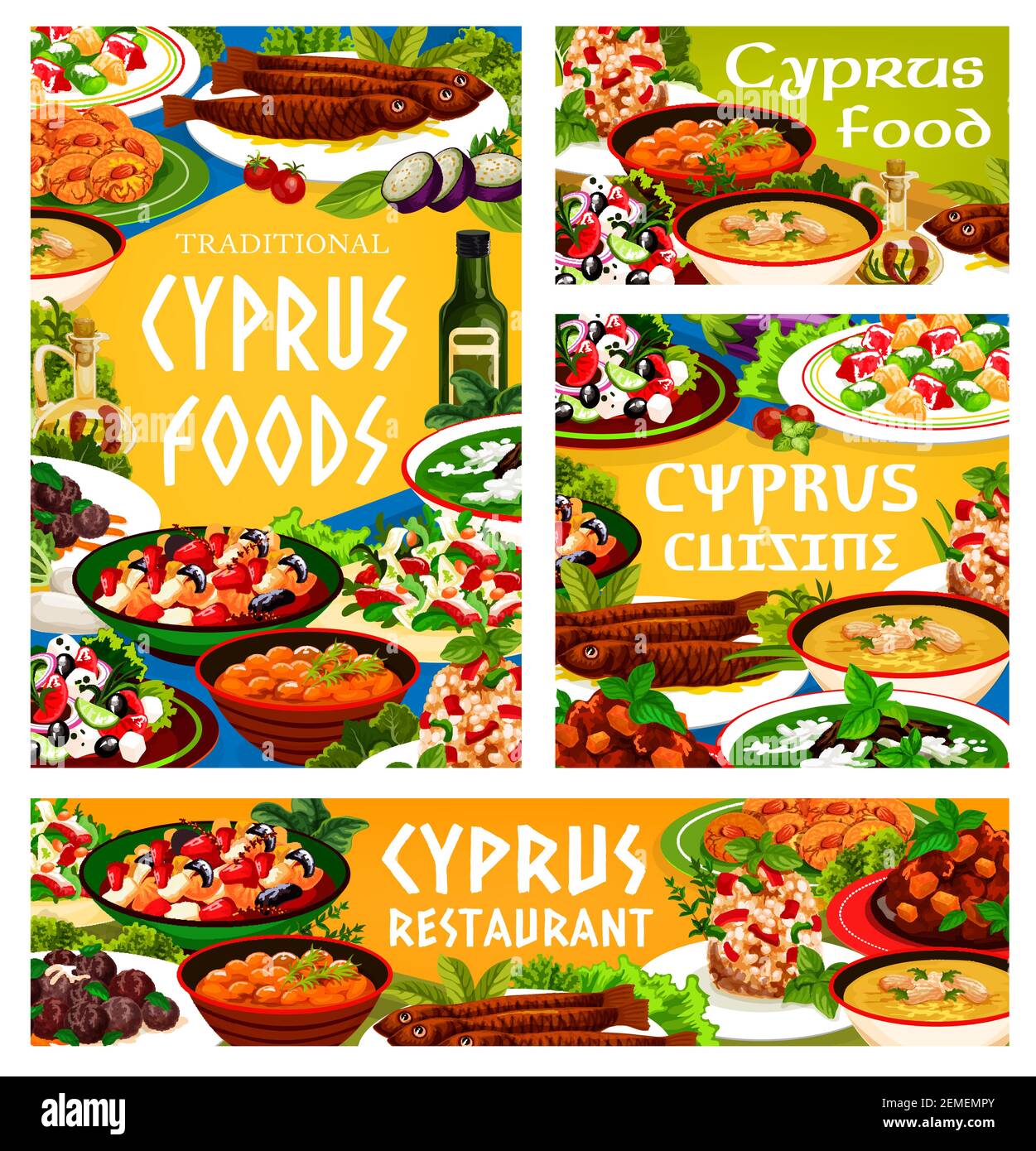 Cyprus food cuisine vector meals cold cream cucumber soup, greek ...