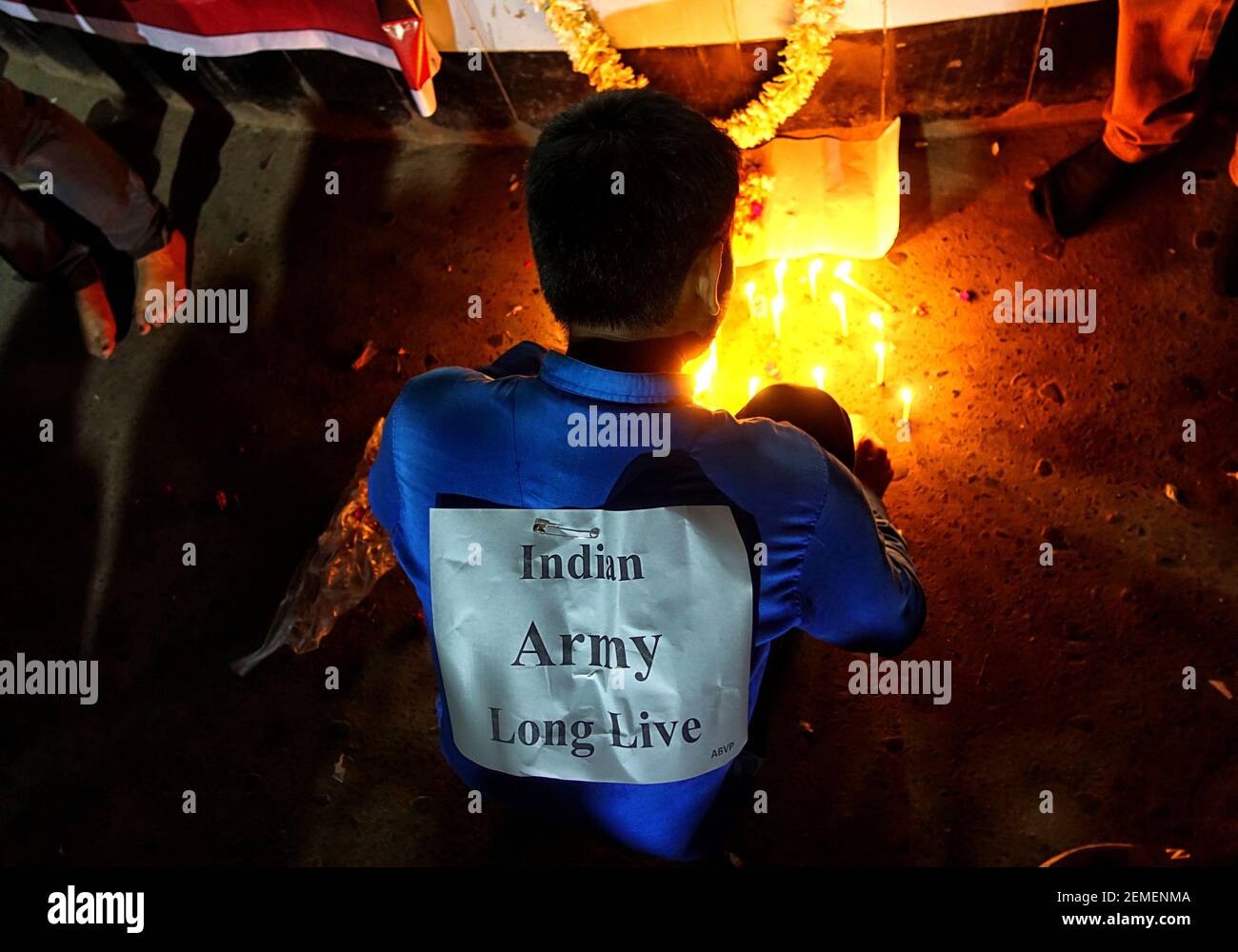 (2/15/2019) A protester with a placards on his back saying Indian army ...