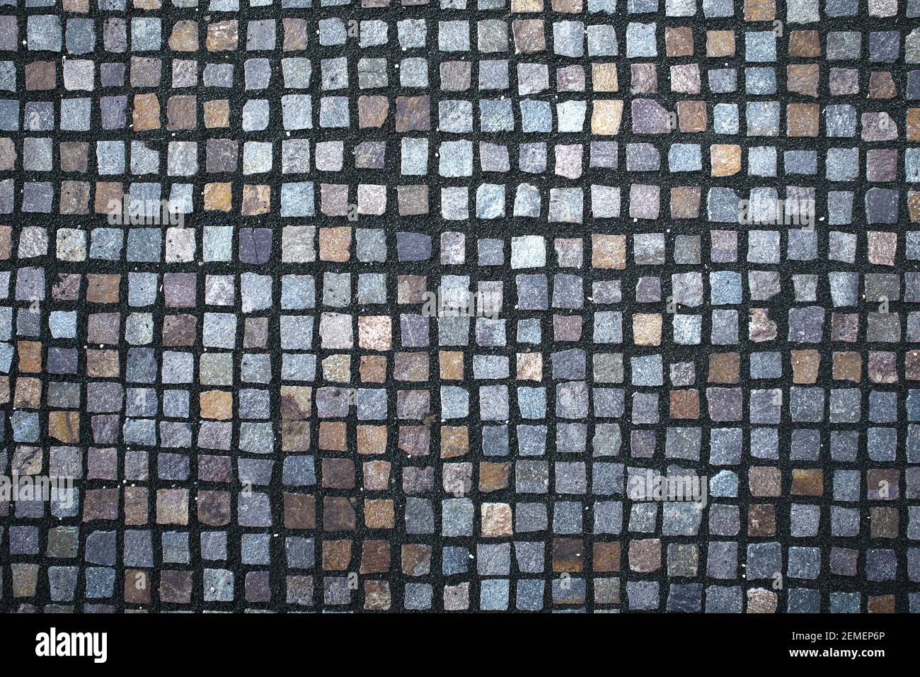 Picture about old road surface: colorful decorative cobbles, tiles ...