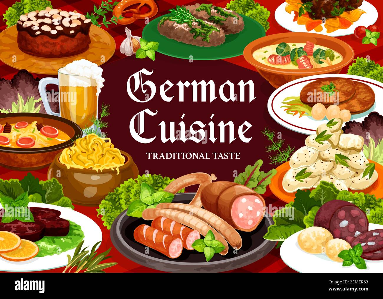 Bavarian sausage pretzel sweet mustard Stock Vector Images - Alamy