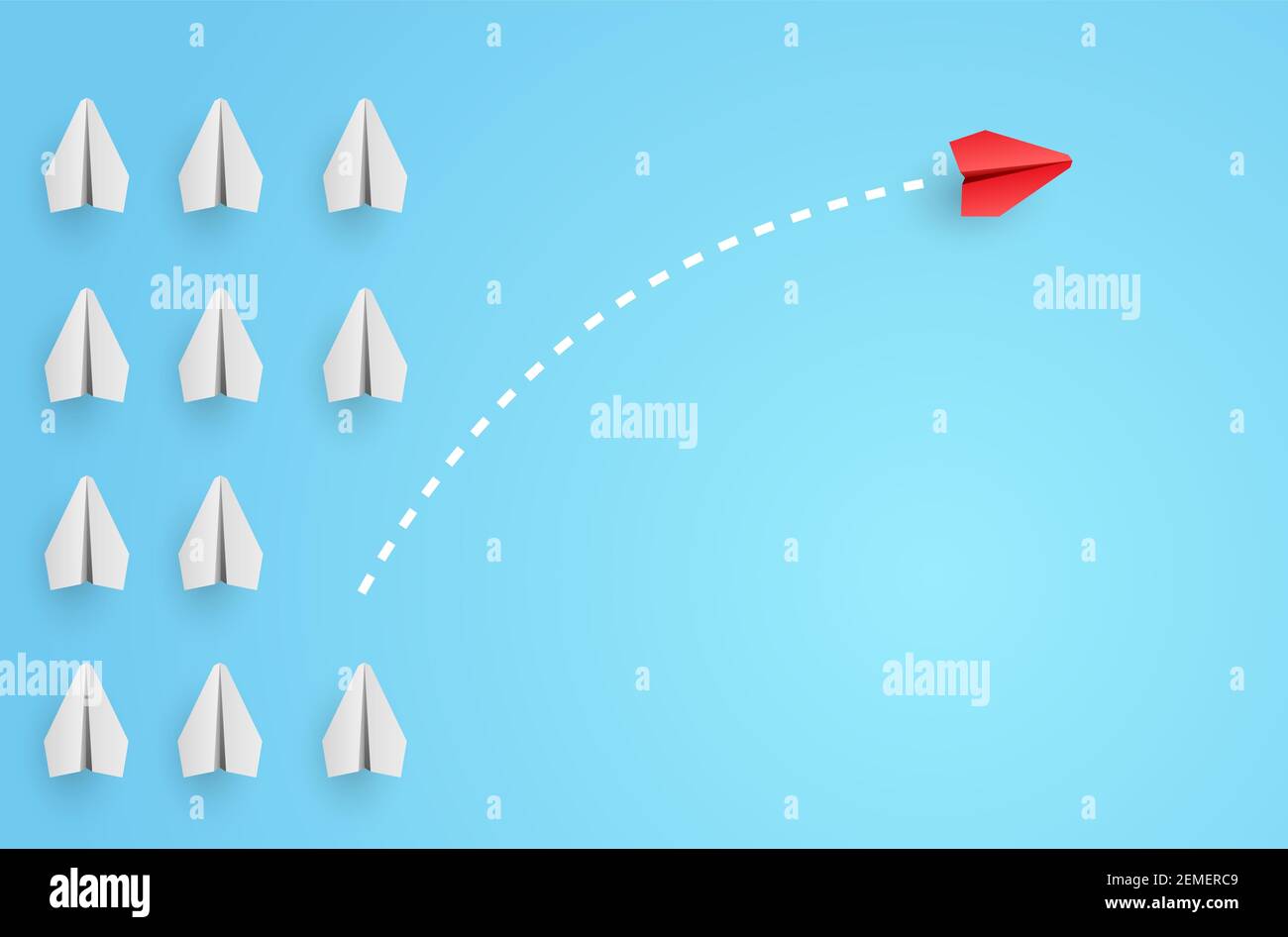 Individuality concept. Individual and unique leader red paper plane ...