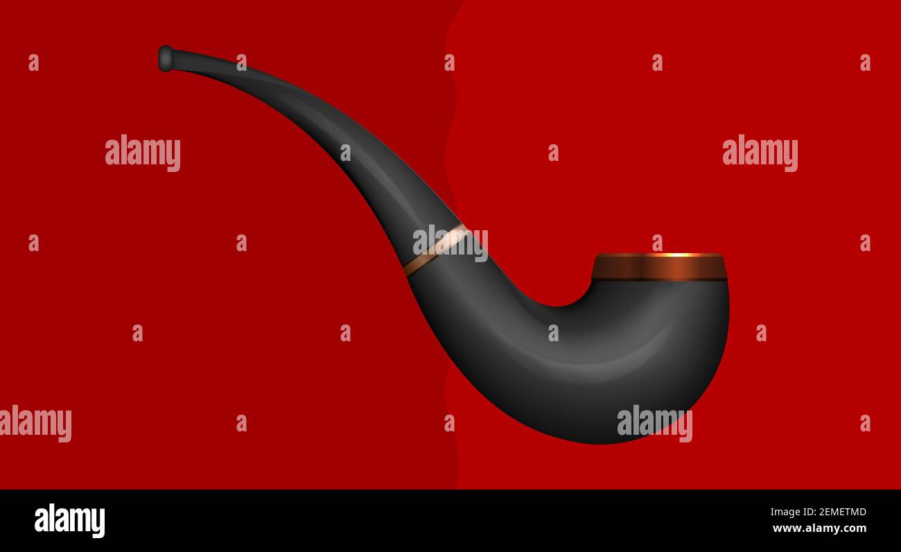 Smoking pipe realistic. 3D vector illustration on red background Stock ...