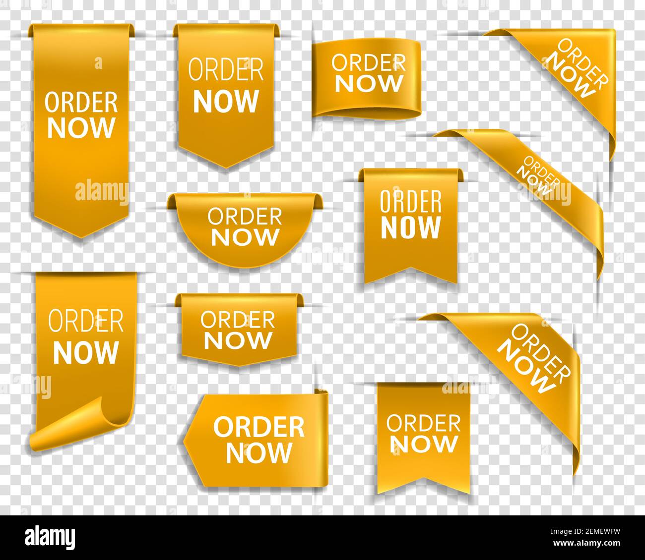 Order now gold banners, isolated 3d vector icons or labels. Bookmarks ...