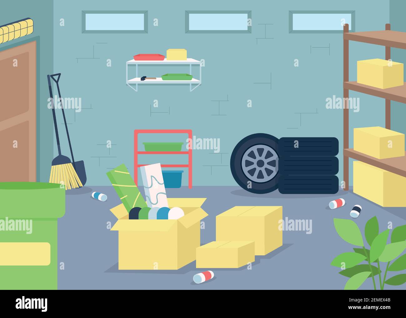 Garage junk flat color vector illustration Stock Vector Image & Art - Alamy