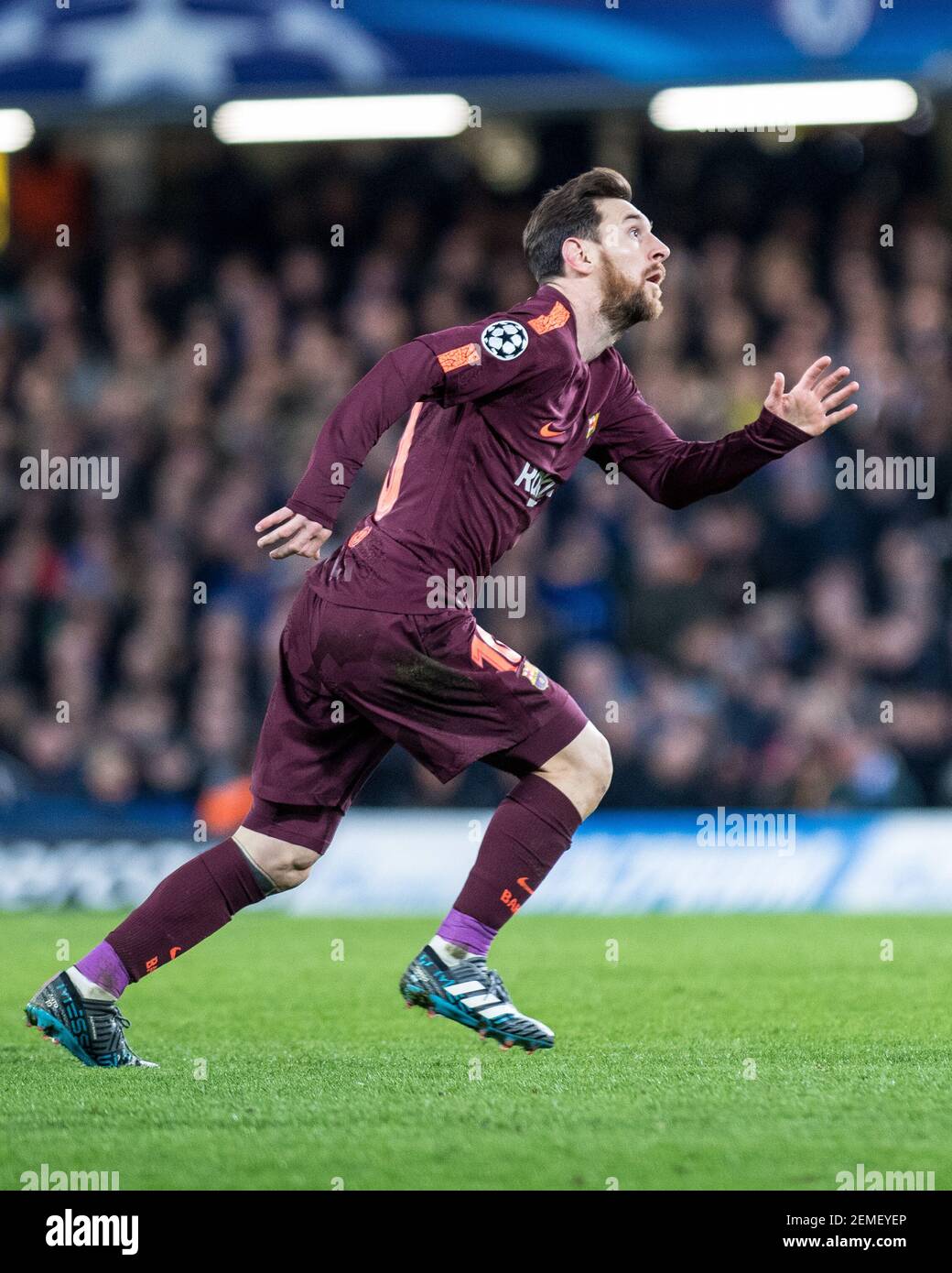 LONDON, ENGLAND - FEBRUARY 20: Lionel Messi during the UEFA Champions ...