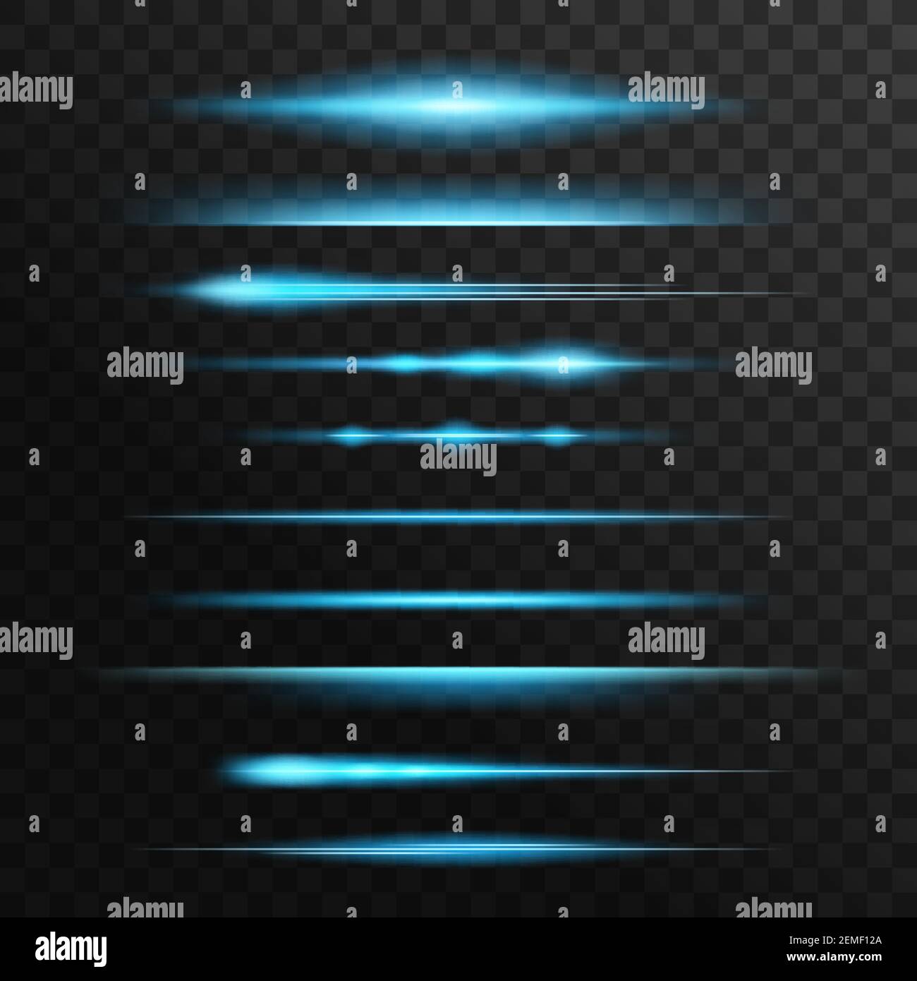 Light flare and sparks, blue neon flashes, glow vector lines. Glowing ...