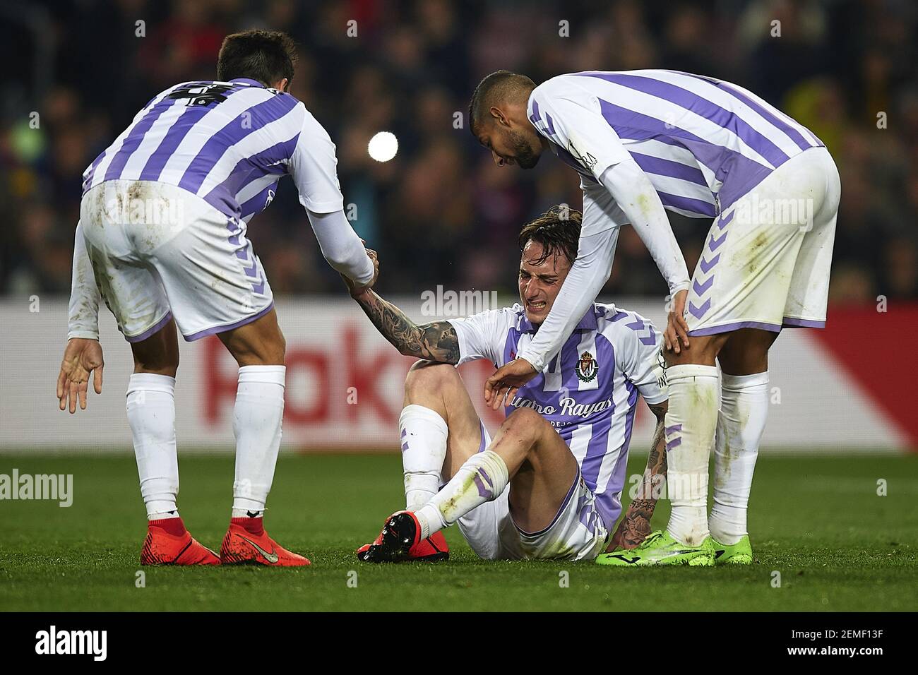 Fernando Calero of Real Valladolid on the floor during the match ...