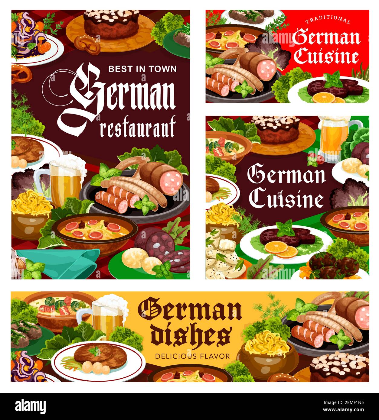 Bavarian sausage pretzel sweet mustard Stock Vector Images - Alamy