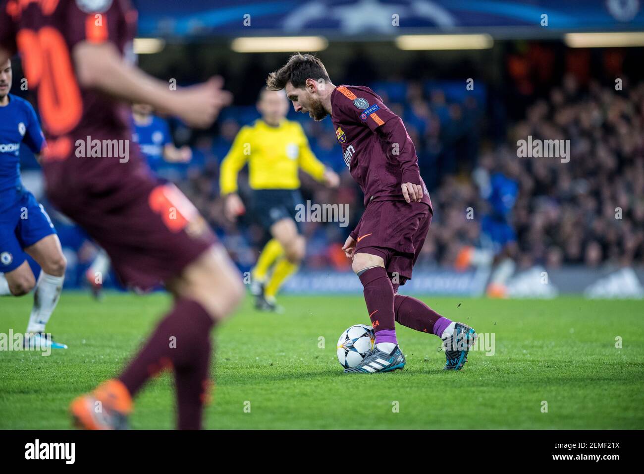 LONDON, ENGLAND - FEBRUARY 20: Lionel Messi during the UEFA Champions ...