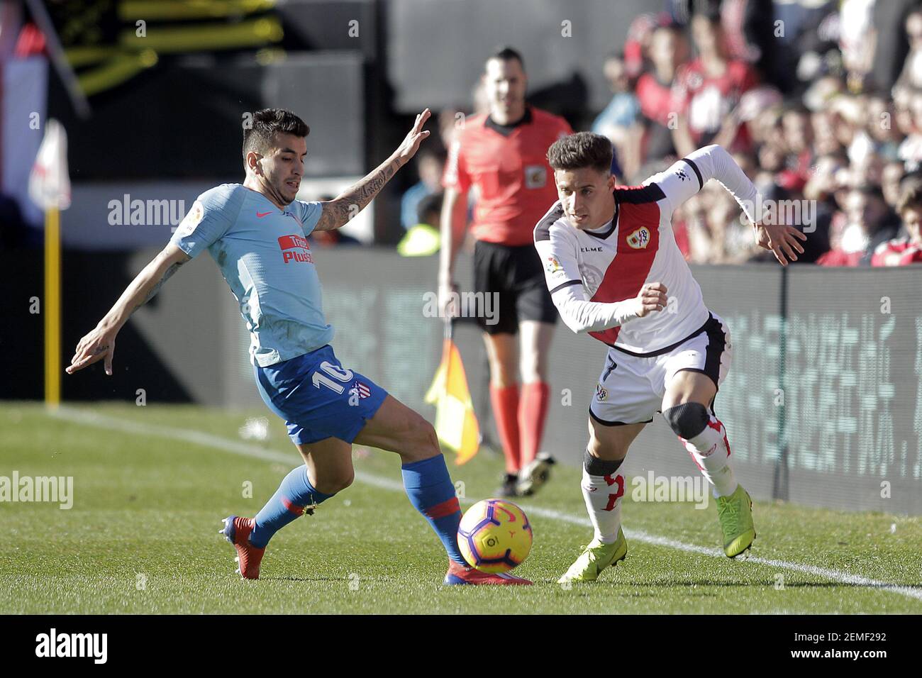 Atletico de Madrid's Angel Correa and Rayo Vallecano's Luis Advincula ...