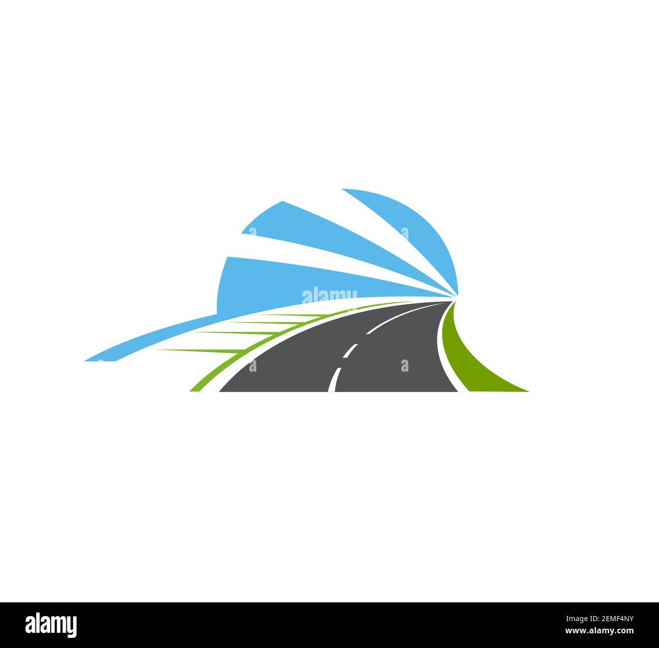 Highway, road isolated vector pathway icon. Two lane curve asphalt ...