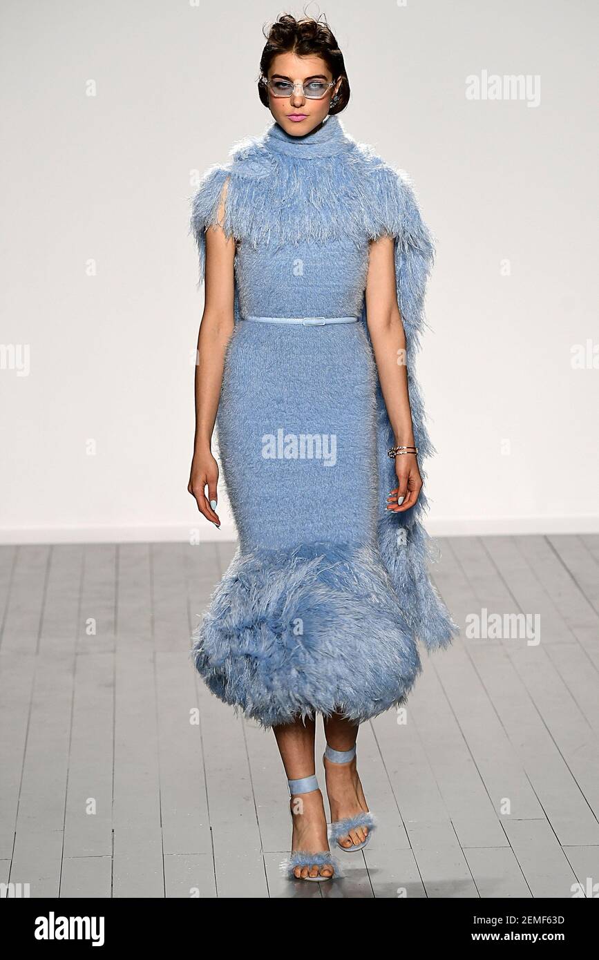 Model walks on the runway during the Mark Fast Fashion Show at London ...