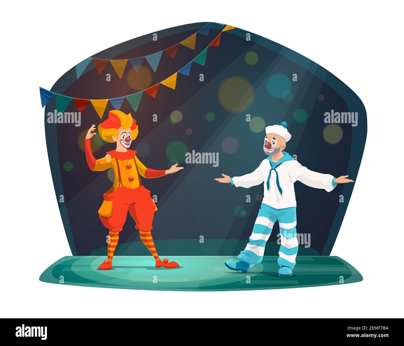 Big top circus clown performers characters. Funny vector carnival ...