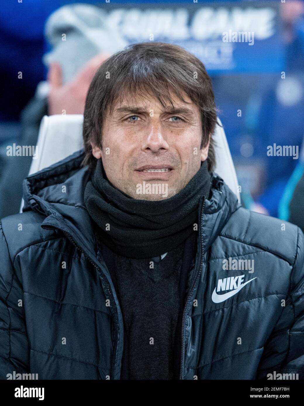 LONDON, ENGLAND - FEBRUARY 20: manager Antonio Conte of Chelsea during ...