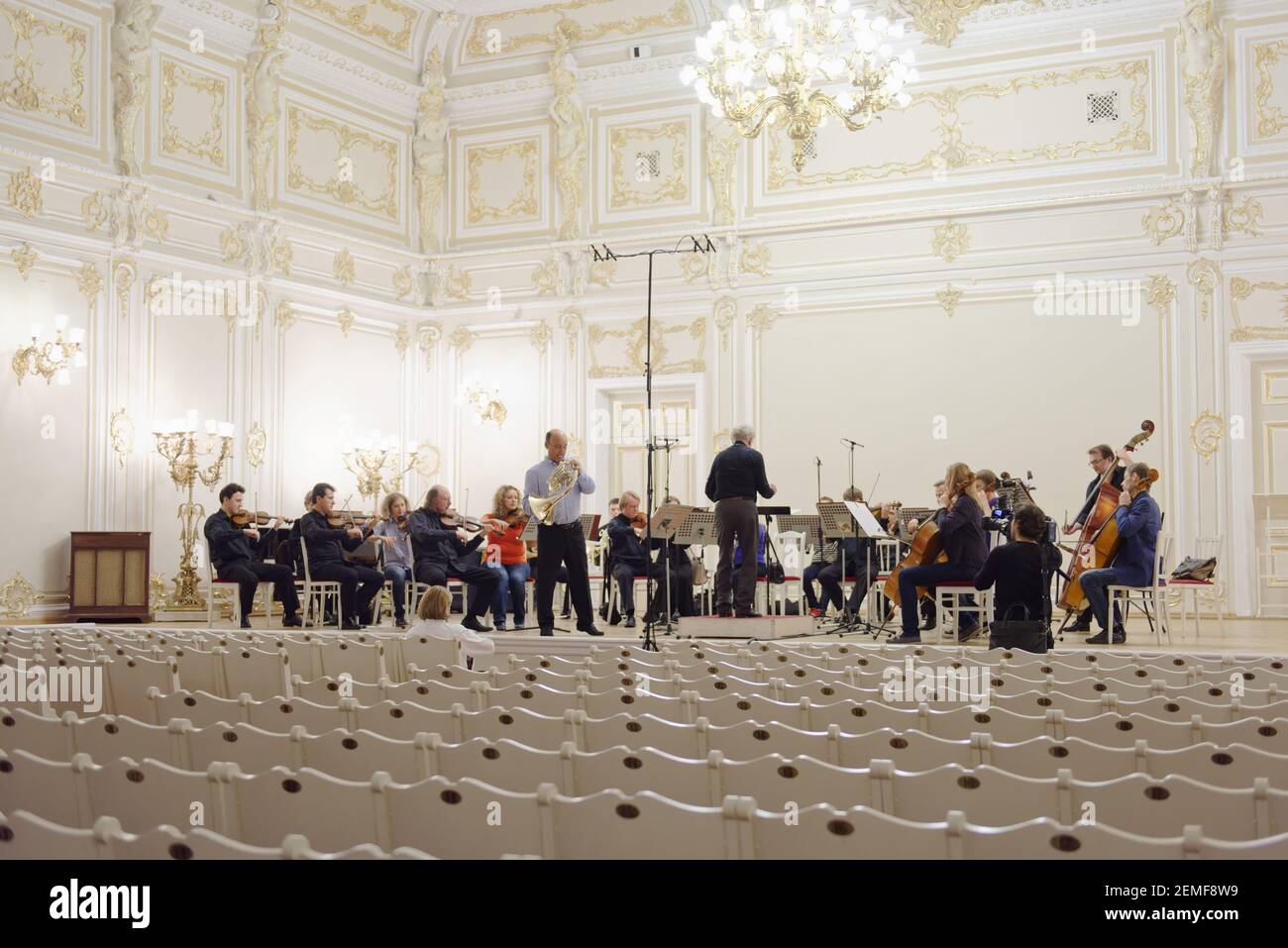 St. Petersburg, Russia - September 7, 2015: Virtuoso horn players ...