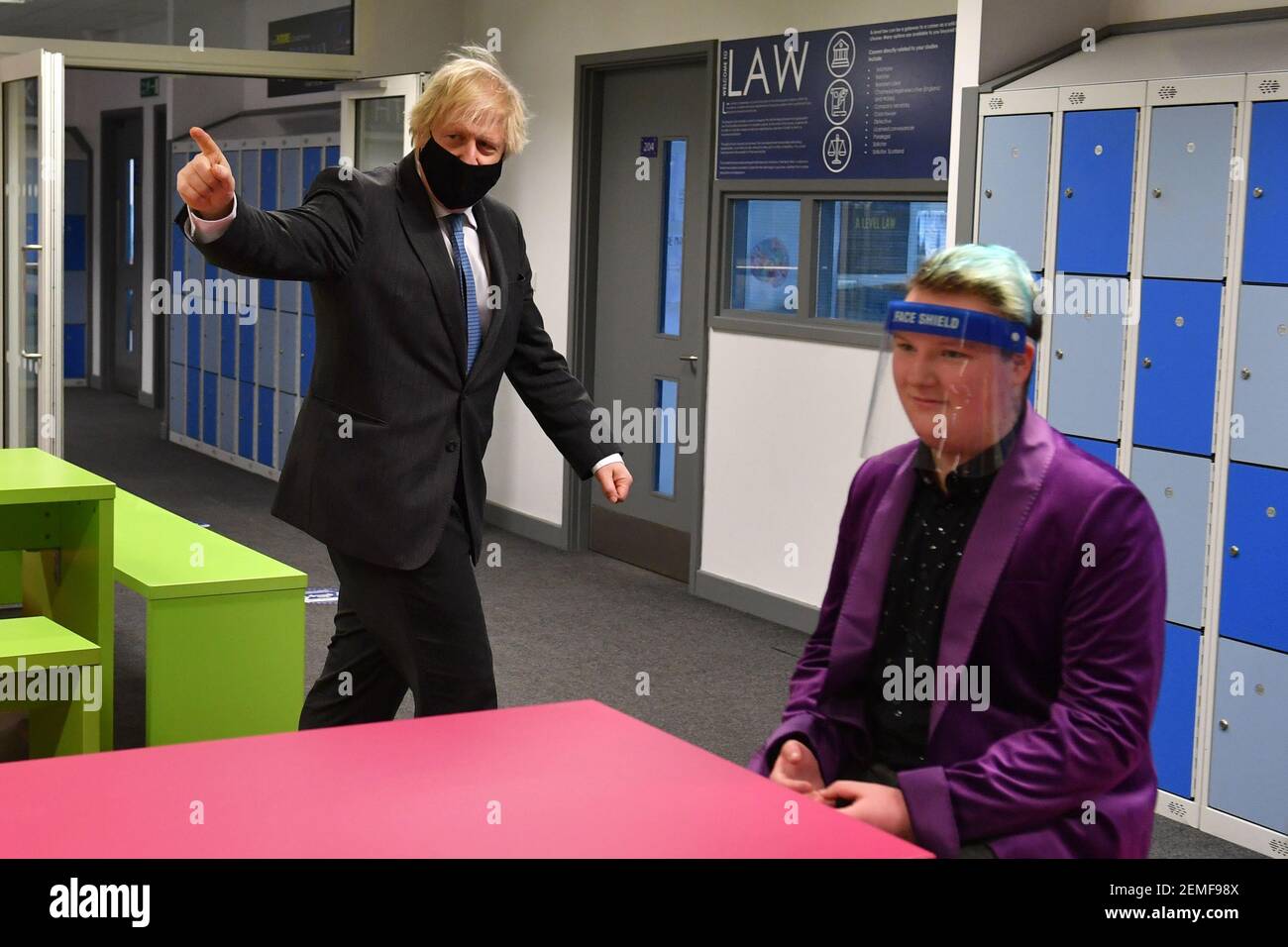 Prime Minister Boris Johnson meets Sixth form students during a visit ...