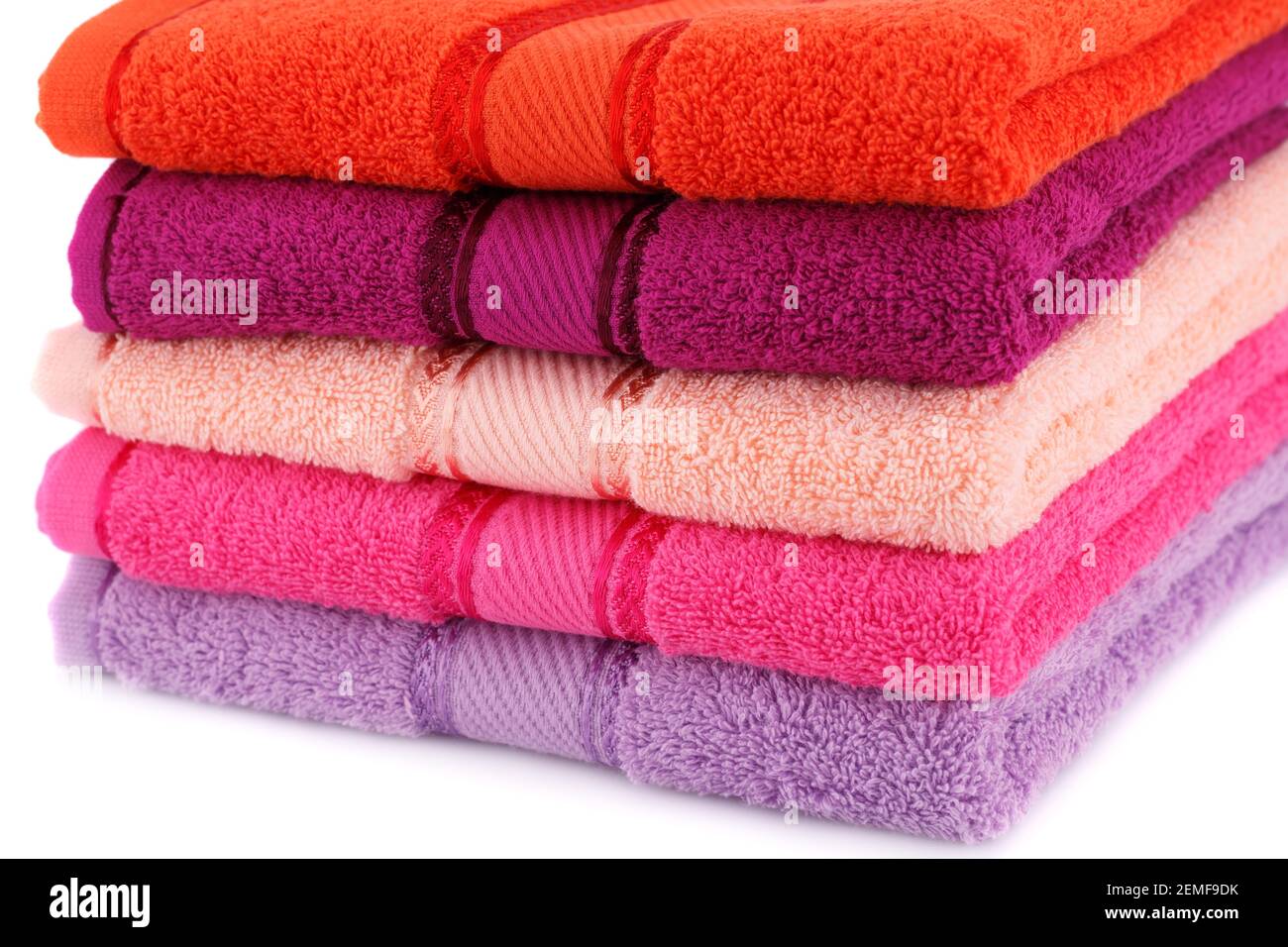Colorful towels stack closeup picture Stock Photo - Alamy