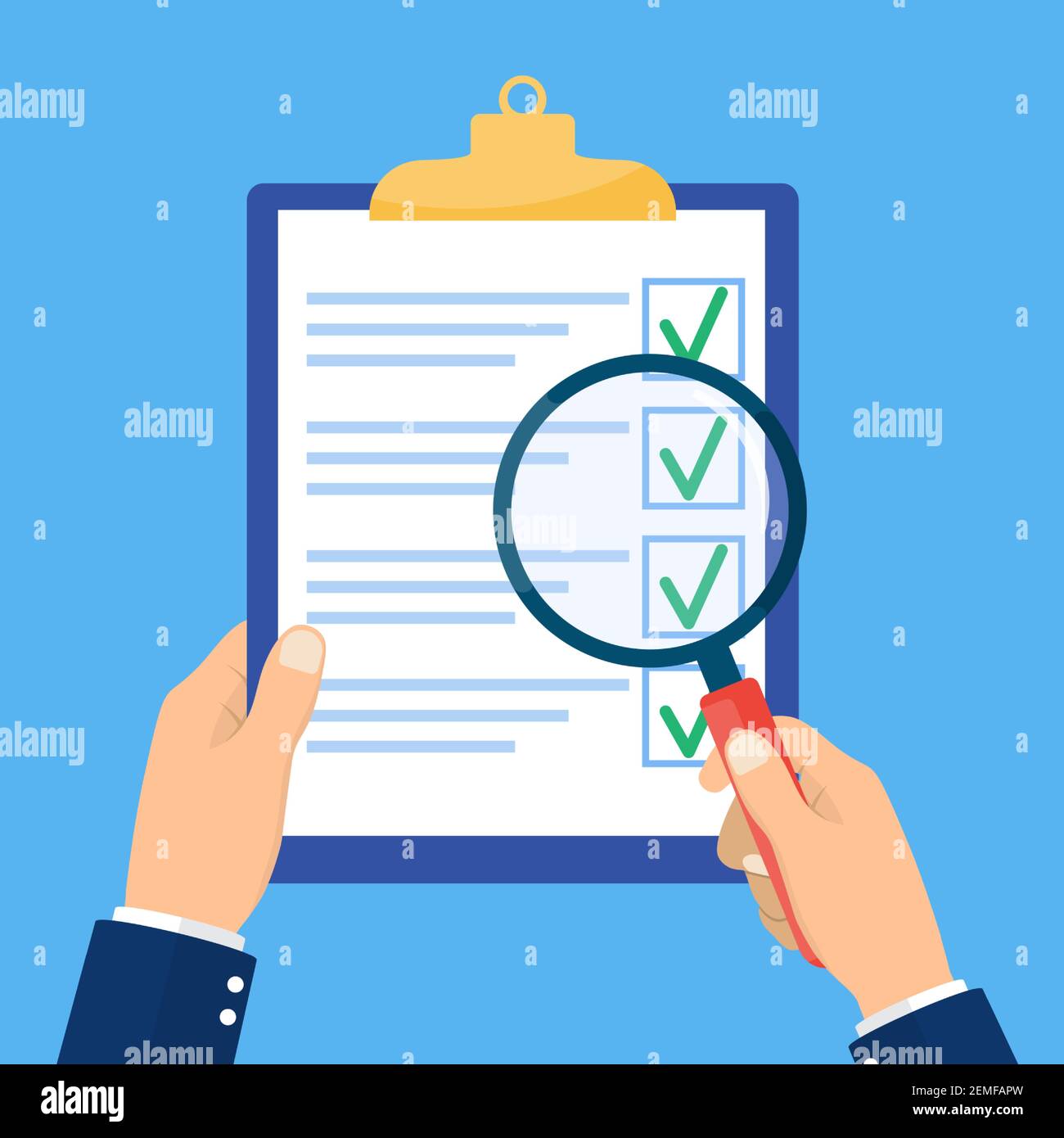 Magnifier checklist icon in hi-res stock photography and images - Alamy