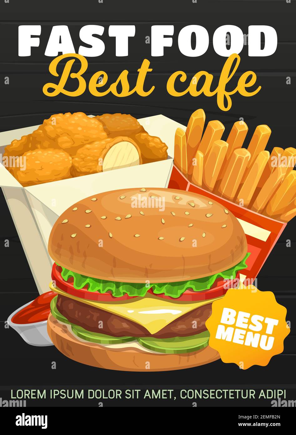 Tasty nuggets ketchup french Stock Vector Images - Alamy