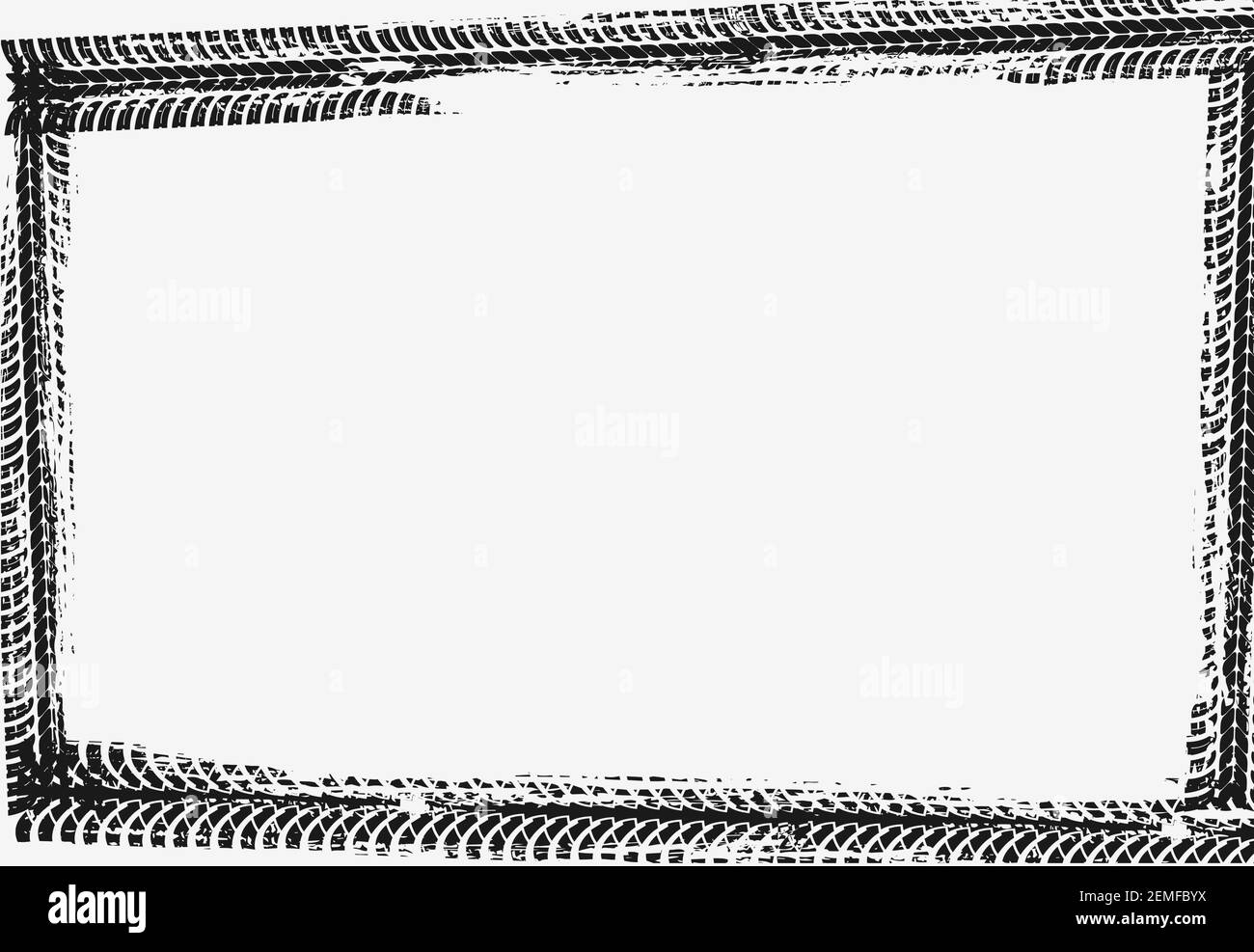 Frame made of black tyre prints. Vector grunge empty border template ...