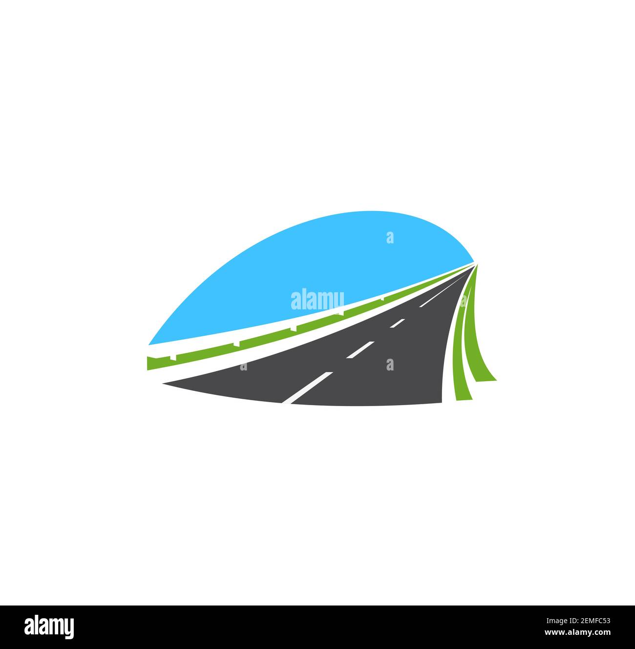 Highway vector icon, isolated road symbol, pathway with safety barrier ...