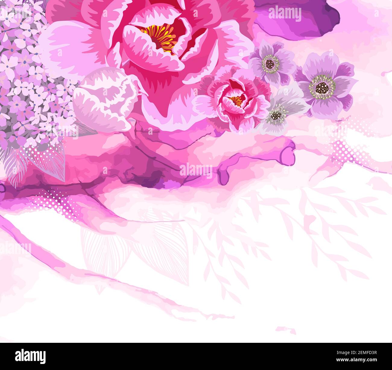 Delicate pink background with flowers. Vector illustration Stock Vector ...