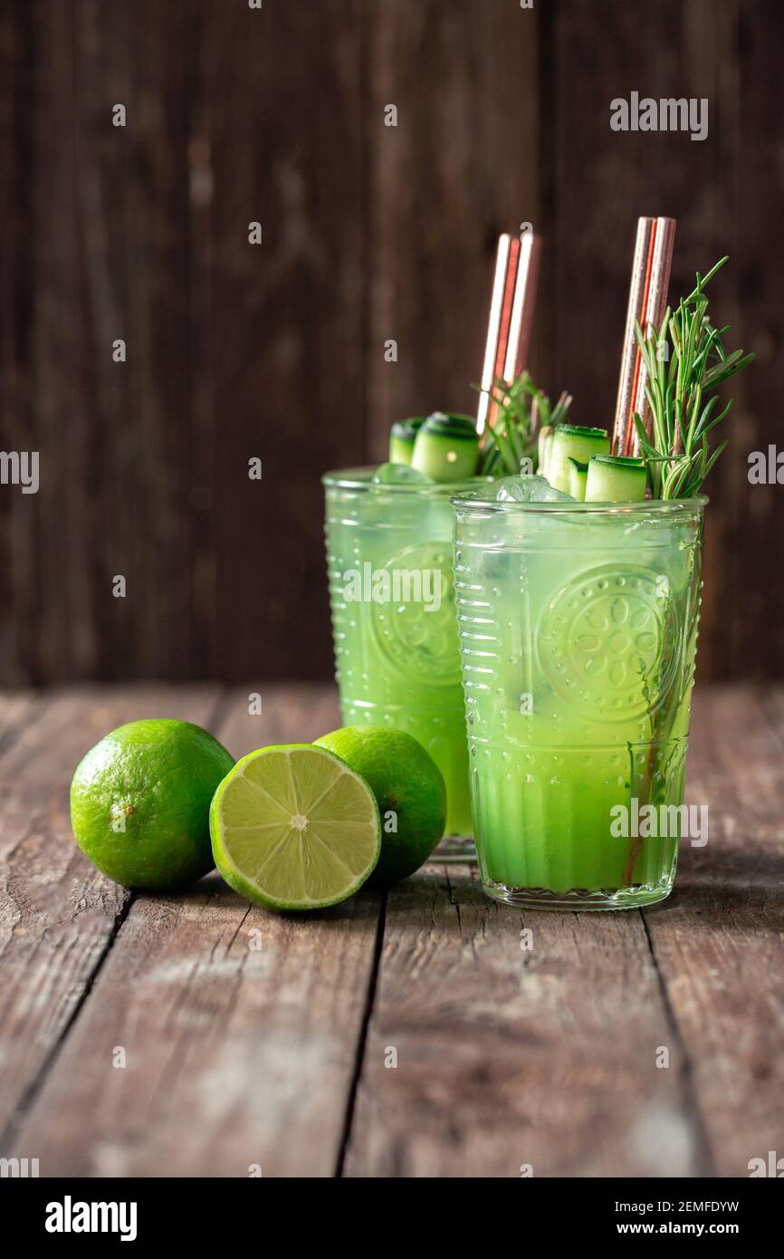 Pair of tropical ice cold refreshment smoothies packed with healthy ...