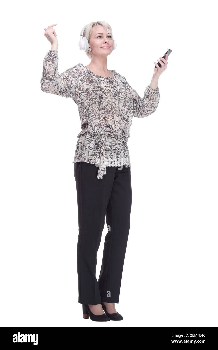 Happy young lady smartphone Cut Out Stock Images & Pictures - Alamy