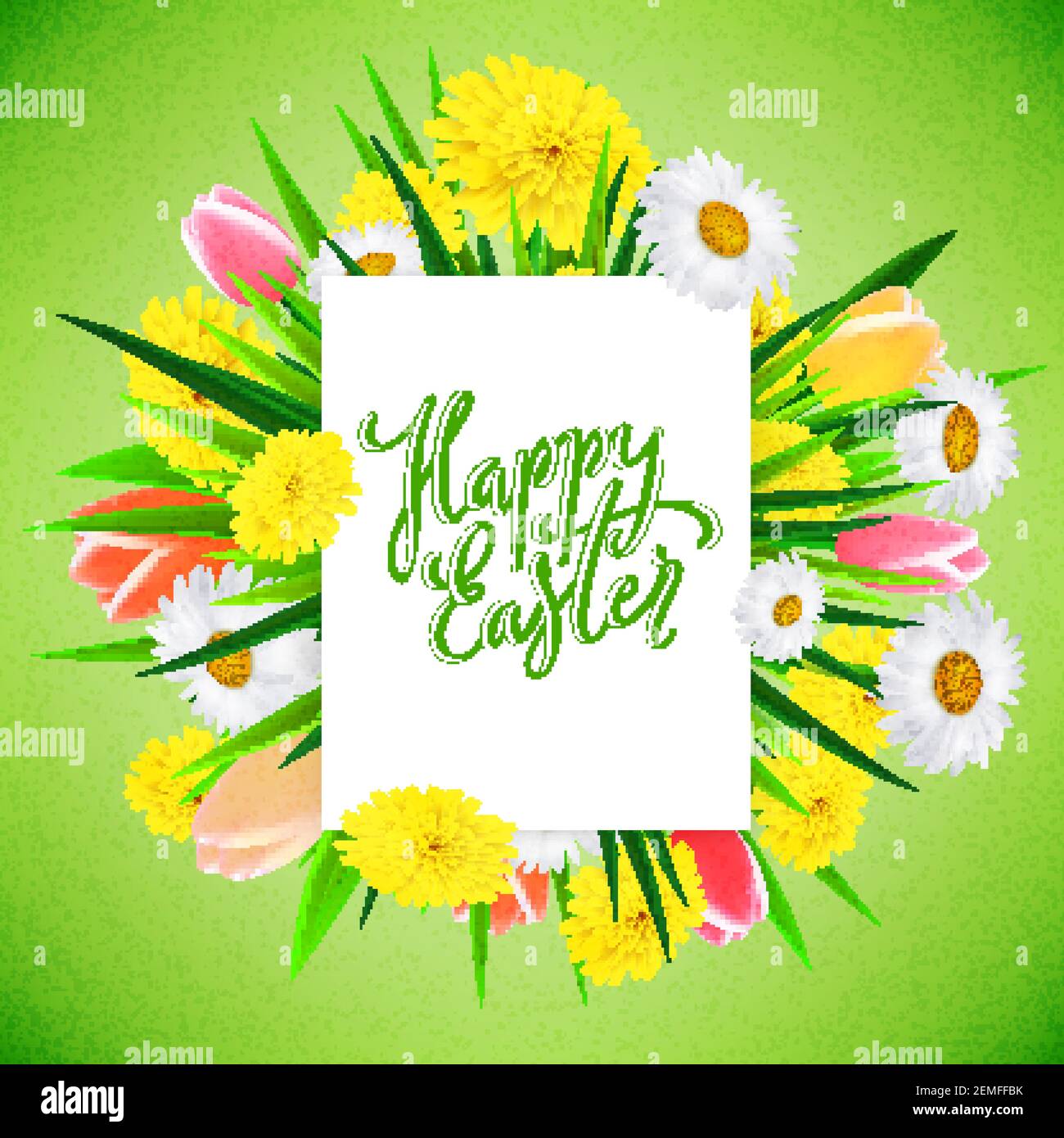 Happy Easter banner background template with beautiful realistic spring ...