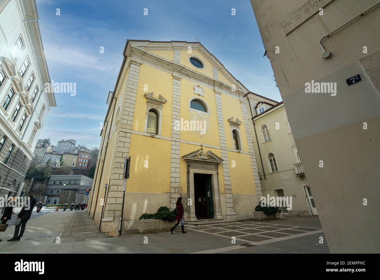Trieste, Italy. 24 February 2021. External view of Catholic Parish ...